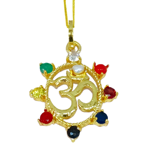 Navgrah Gem Pendant,Navgrah Stone Pendant with Om Symbol,Gem stone ...